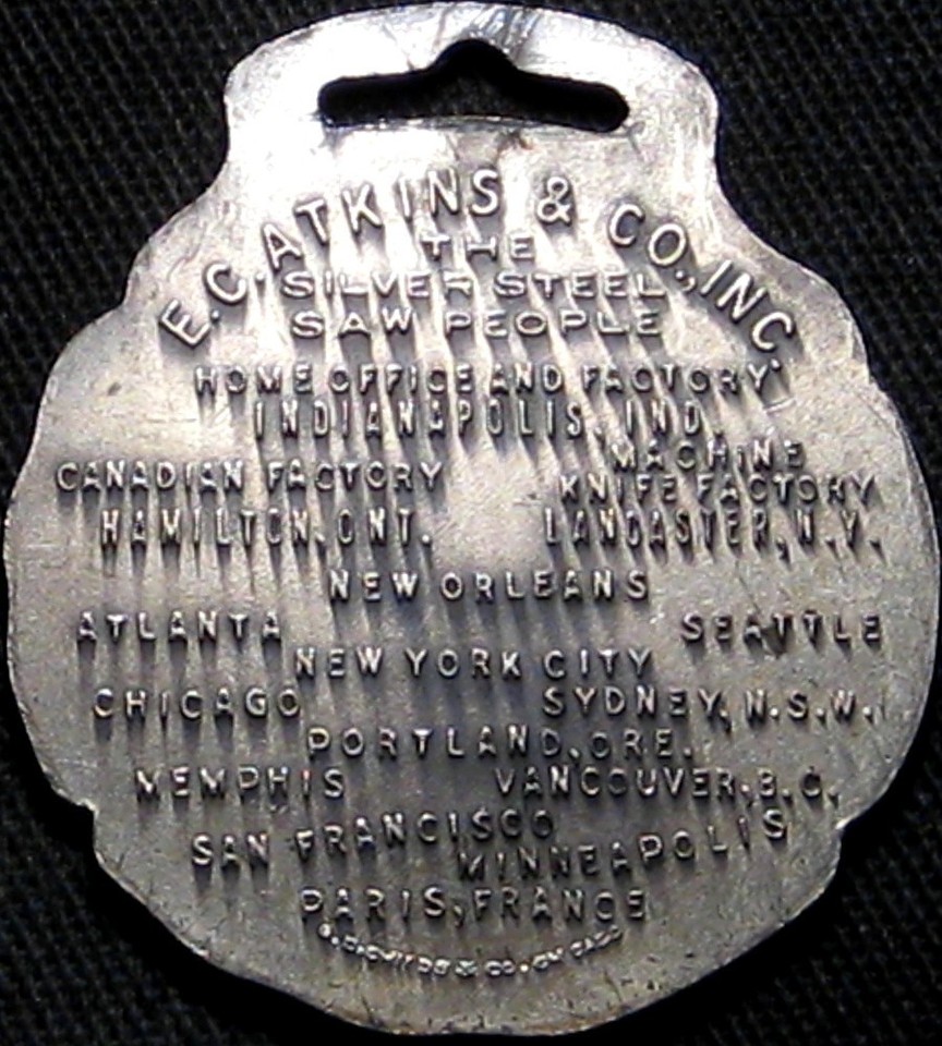 Indianapolis Indiana Watch Fob Atkins & Co American Hardwood Mfg Asso ...