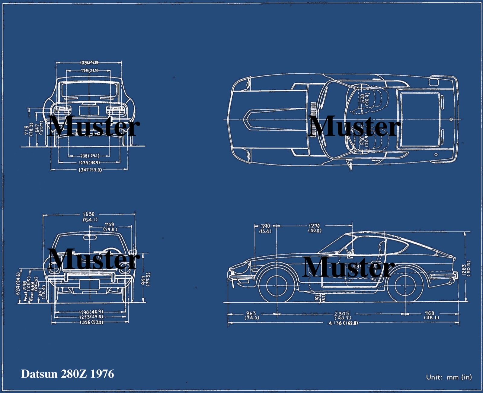 Blueprint Datsun 280Z Mße 29,8 X 36,3cm Qualitätsdruck 300gr matt | eBay