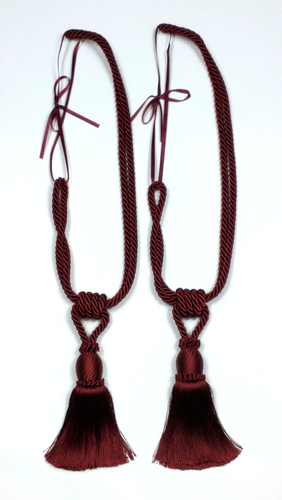 Set of 2 Burgundy Heavy Rope Cord Swagged Curtain Tie Backs with 6 ...