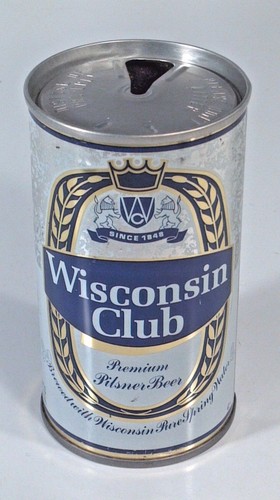 Vintage Wisconsin Club Pilsner Beer 12oz Can Straight Steel Huber ...