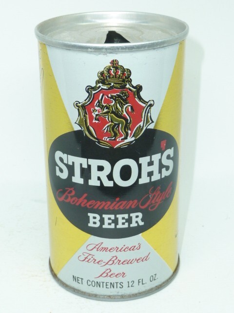 Empty Top Opened 12oz Stroh's Bohemian Style Beer S.S. Tab-Top ** Minty ...