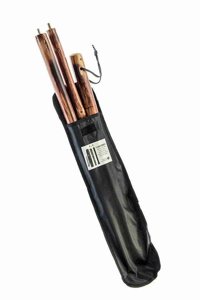 55" 3pc Section Natural Wood Walking Hiking Stick Detachable Outdoor ...