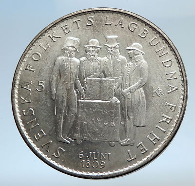 1959 SWEDEN King GUSTAV VI ADOLF Silver SWEDISH Coin CONSTITUTION ...