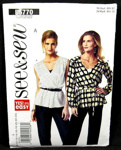 Misses Top Surplice Sizes 8 10 12 14 16 18 20 22 24 Butterick 5770 ...