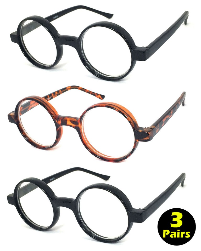 1 or 3 Pair Thickly Frame Round Oval Reading Glasses Readers Black or ...