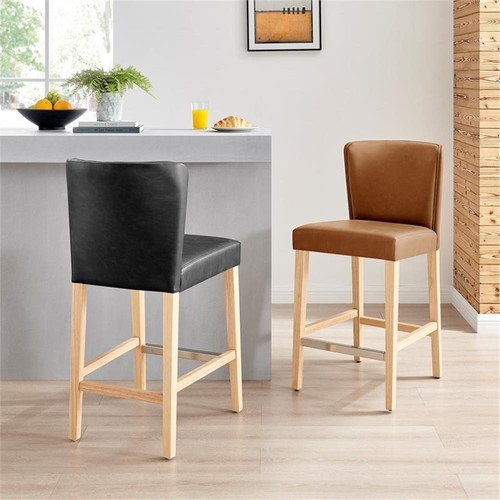 New Pacific Direct Albie KD PU Counter Stool in Casa Black | eBay