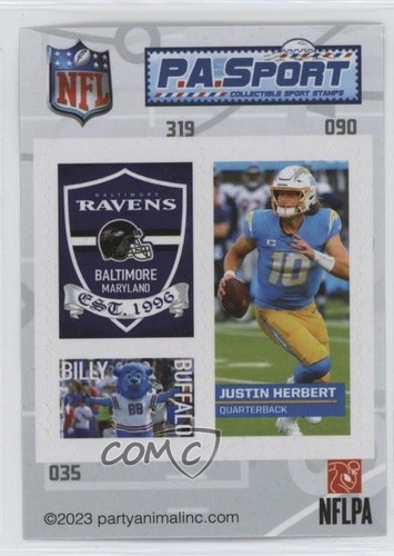 2022 PASport NFL Stamps Baltimore Ravens Justin Herbert Billy Buffalo ...