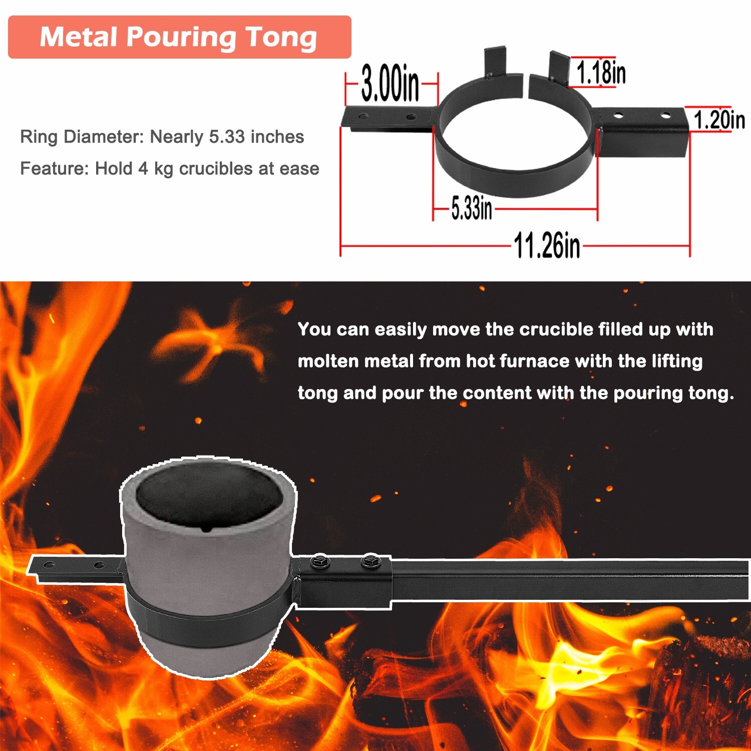 4 Kg Crucible Tongs Set, Graphite Crucible Lifting & Metal Melting ...