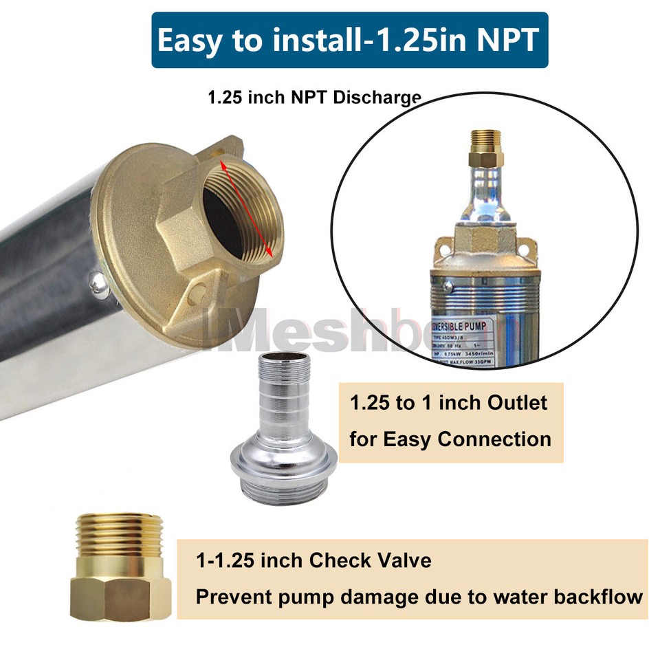 3inch 3/4 HP Deep Well Submersible Pump 110V 13 GPM 247 ft MAX 60Hz ...