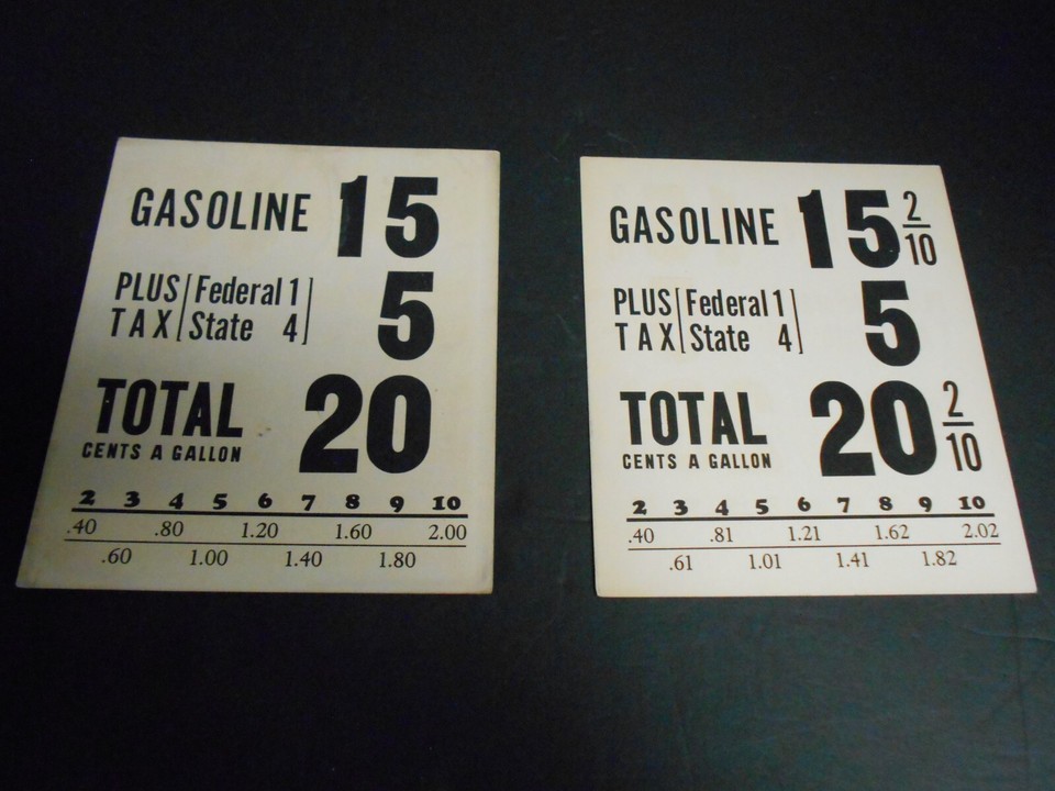 Pair Original Cardboard Double Sided Gas Price Signs for Gasoline Pumps ...