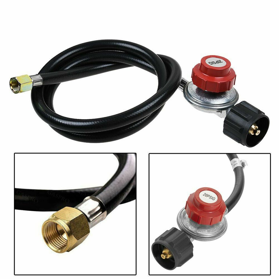 Adjustable 20PSI High Pressure Propane Gas Regulator with 4FT Hose LPG ...