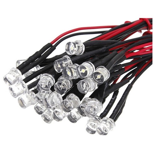 20CM 12V Wired For Light Emitting Diode Wiring LED Lot Size: 5mm Flat ...
