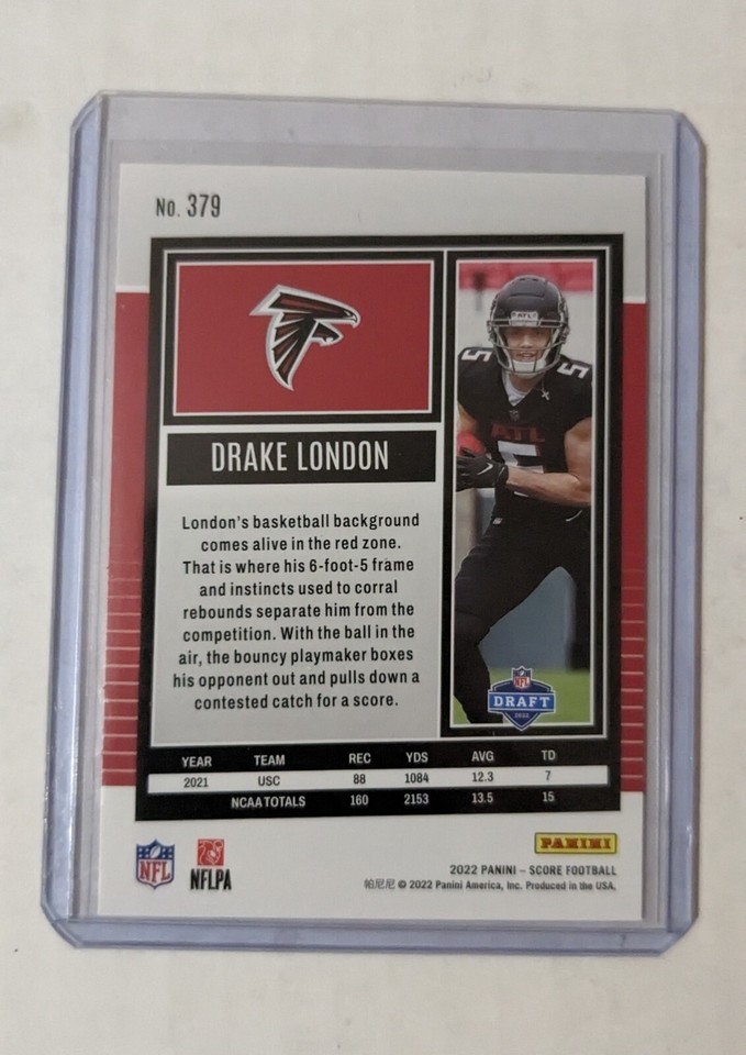 2022 Drake London Rookie Card 🔥Score Football Red Variation Color Match ...