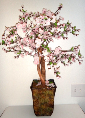 Artificial Cherry Blossoms Tree Japanese Sakura in Metal Pot Pink ...