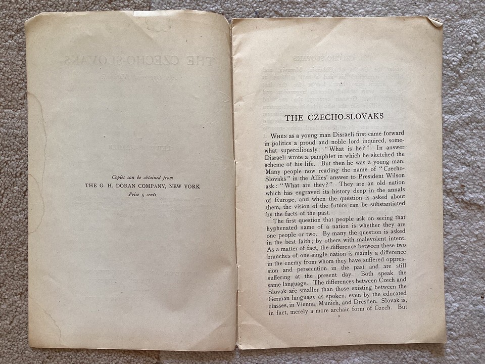 The Czecho-Slovaks An Oppressed Nationality Booklet By Lewis B. Namier ...