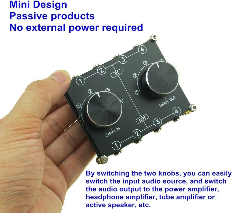 2-Way Stereo L/R RCA Switch Selector 2 in 1 Out Audio Passive Signal ...