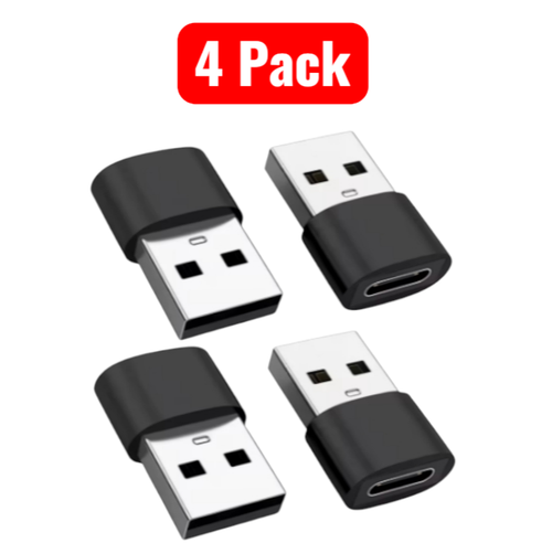 4 Pack, USB-C to Type A Adapter, Fast Charging and Data Transfer, Black ...