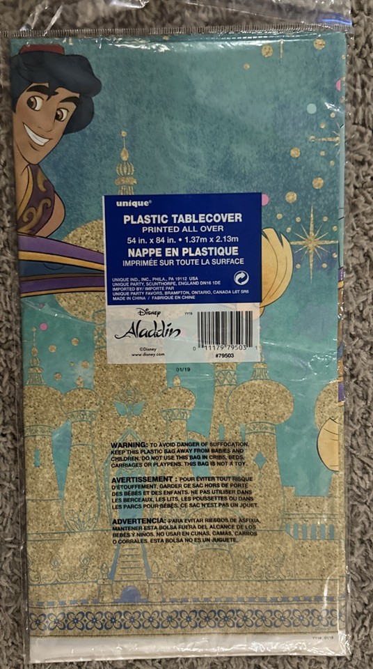 Multicolor Plastic Disney Aladdin Rectangular Table Cover (54"x84") 1 ...