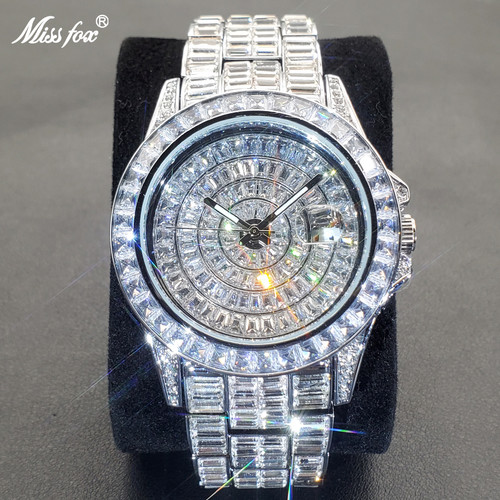 Princess Baguette Cz Diamond Men's Ice Out Watch King Bling Iced Hip ...