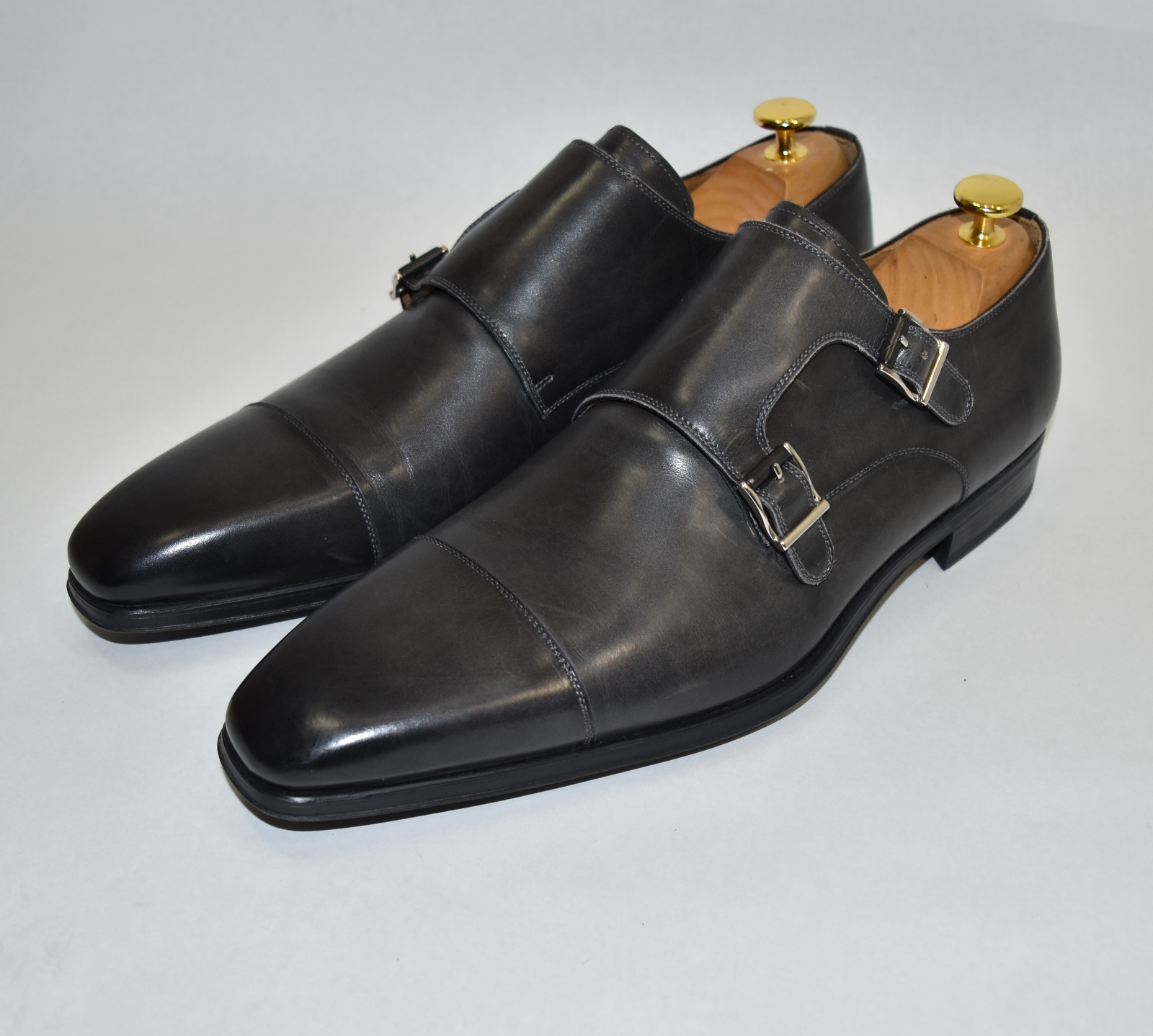 New! Magnanni 'Arturo' Double Monk Strap Cap Toe Shoe Catalux Gray Size ...