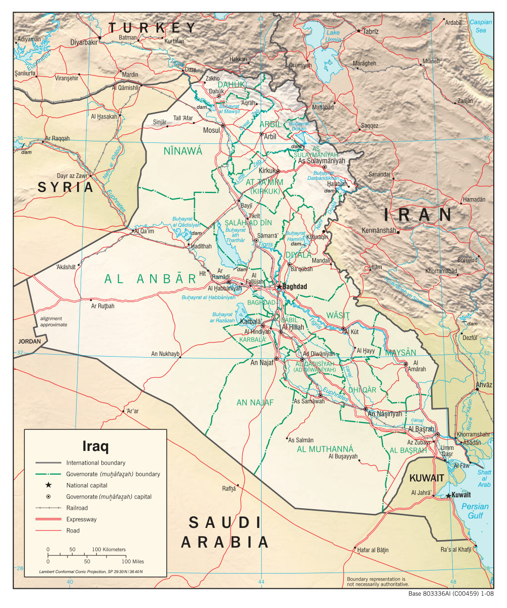 Iraq Physical Geography Physiographic Map Country Nation Poster Print ...