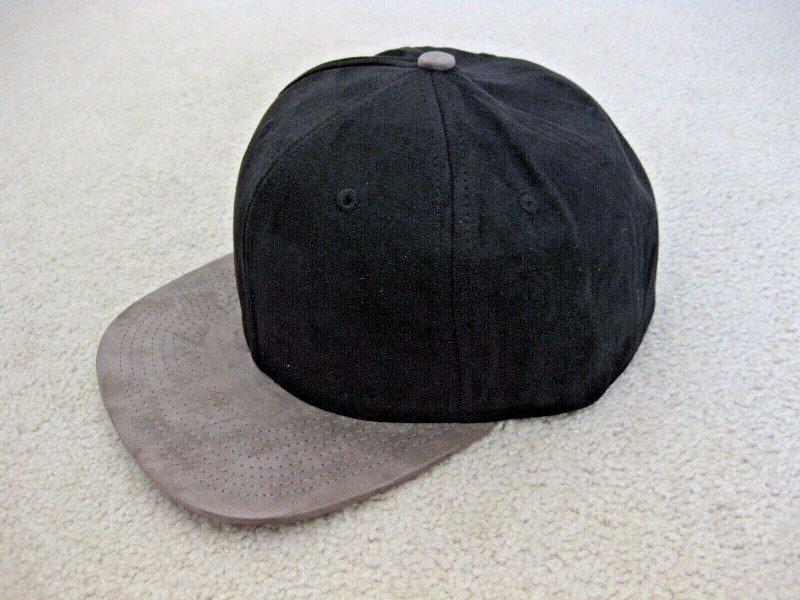 Suede Strapback Cap, Black and Gray, Pull-Thru Closure | eBay