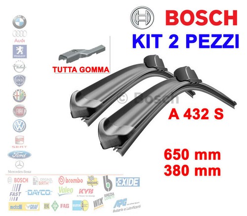 KIT 2 SPAZZOLE TERGICRISTALLO GOMMA BOSCH 3397007432 AEROTWIN 65 38 CM ...