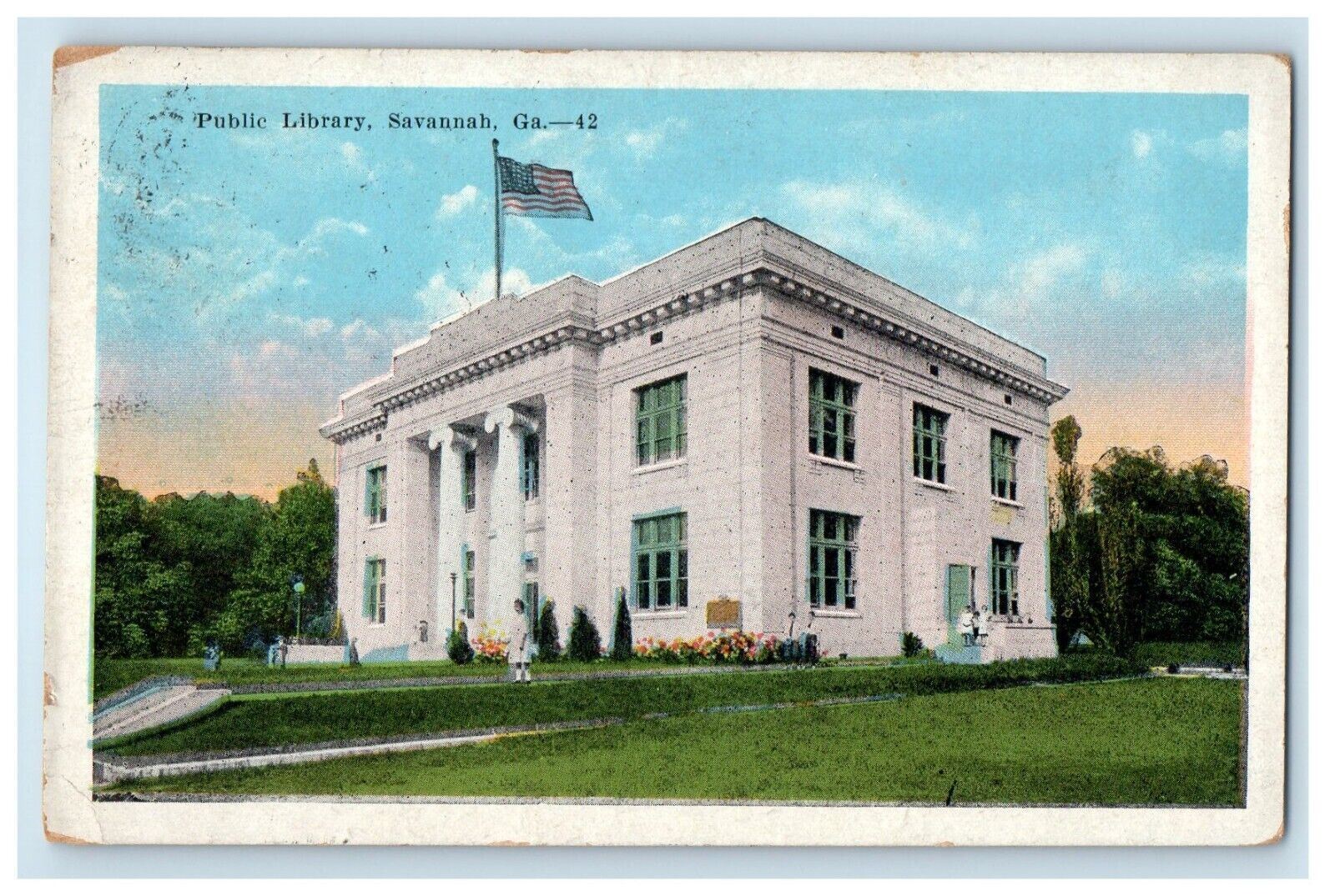1924 View Of Public Library Savannah Georgia GA Posted Vintage Postcard ...