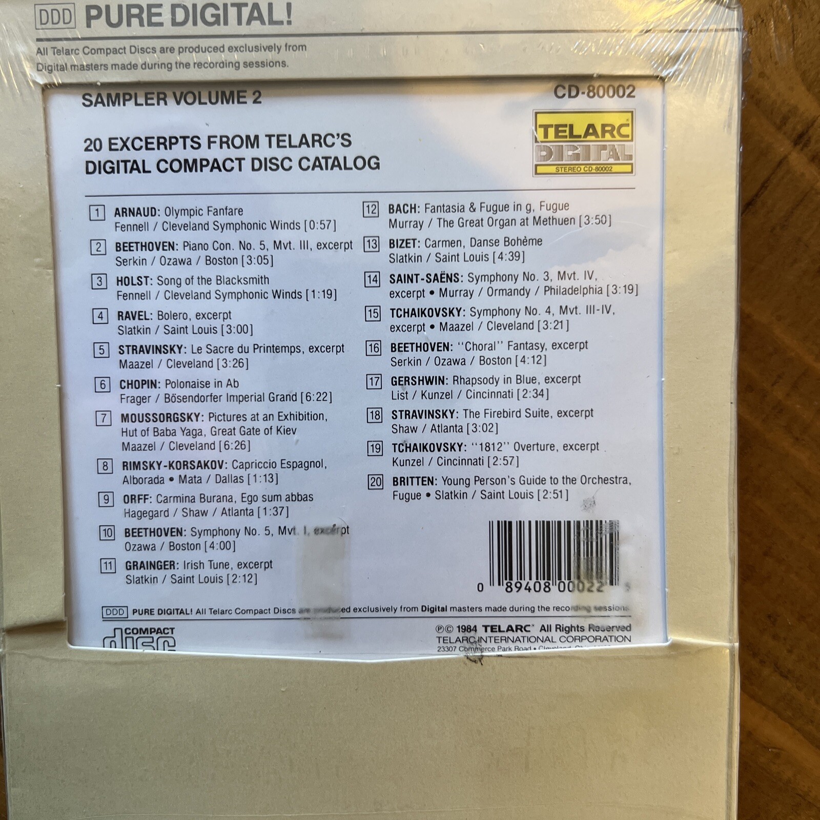 Telarc Sampler, Vol. 2 (CD, May-1984, Telarc Distribution) for sale ...