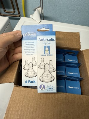 Dr. Brown's 6 Pk Natural Flow Anti-Colic Nipple Level 4 Fast Flow 9m ...