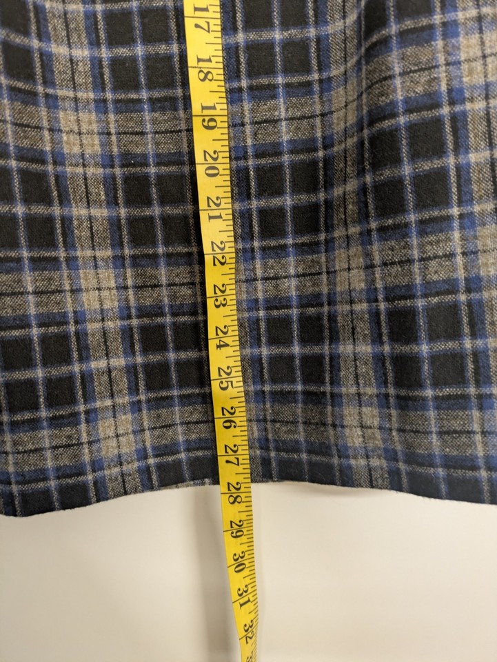 VTG Wool Blend Plaid Skirt Sz 12 Blue/Blk Academia Preppy Career Chic ...