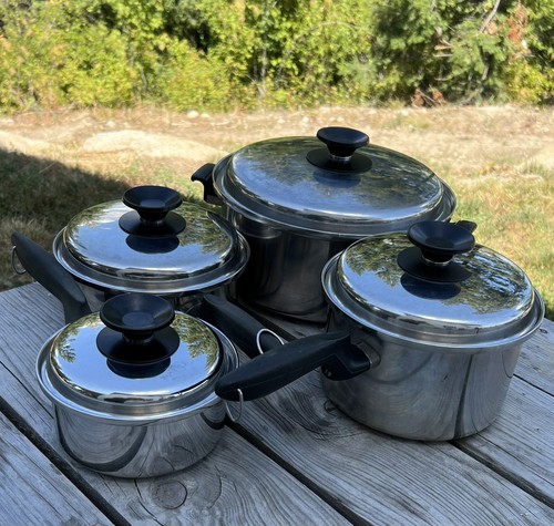 Permanent Multi Core 5-Ply Stainless Steel 8 Piece Cookware w/Lids LOT ...
