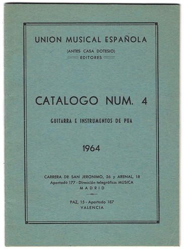 Vintage 1964 UME Unión Musical Ediciones ESPANOLA Guitar SHEET MUSIC ...