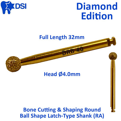 DSI Dental Bone Surgical Shaping Diamond Round Ball Cutter Burs Ø4.0mm ...