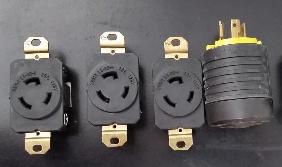 Lot of 4 mixed lot Plug & Receptacles 20A 125V NEMA L5-20P L5-20R ...
