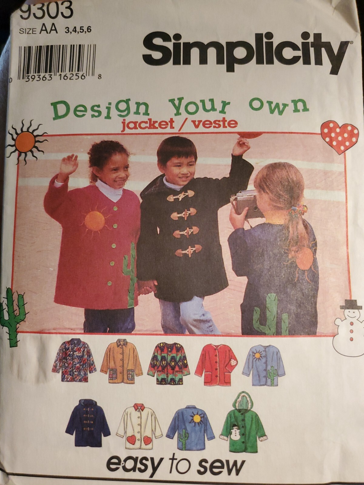 Simplicity 9303 Children's Jacket Size AA 3-4-5-6 Sewing Pattern | eBay