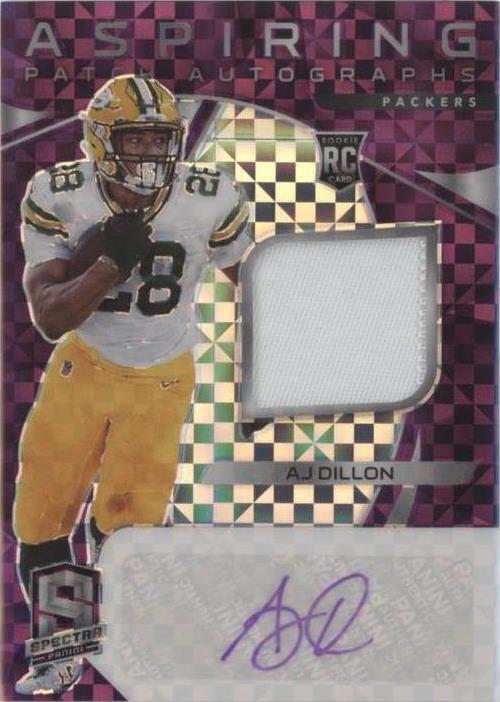 2020 Panini Spectra - Aspiring Patch Autographs AJ Dillon #14 Neon ...