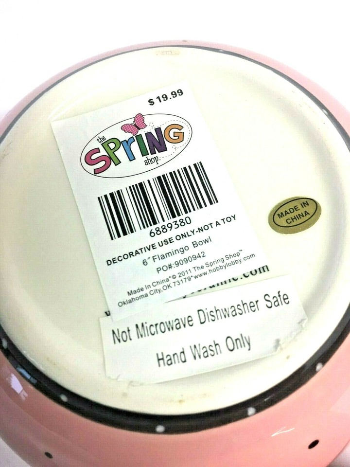 Spring Shop 6" Flamingo Cereal Side Bowl Pink Black Polka Dot Rose ...