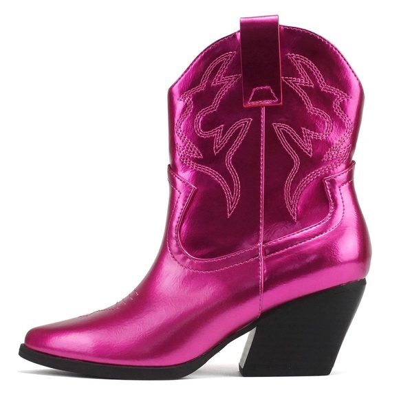 New Women's Western Embroidered Cowboy Cowgirl Ankle Boot Booties Med ...