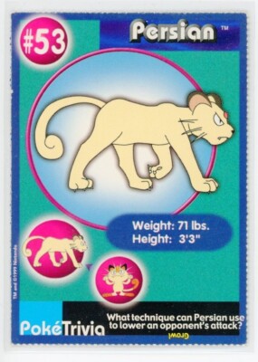 1999 Pokémon Burger King Perforated Persian #53 | eBay
