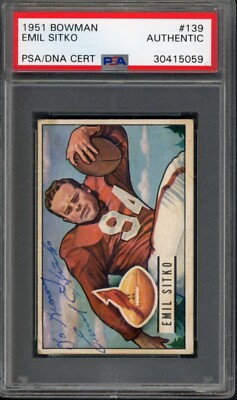 Emil "Red" Sitko 1951 Bowman #139 Notre Dame College FB HOF PSA/DNA ...