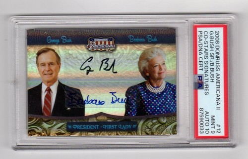 Donruss Americana II 2008 #12 George Bush Sr B Bush Autograph PSA 9 ...