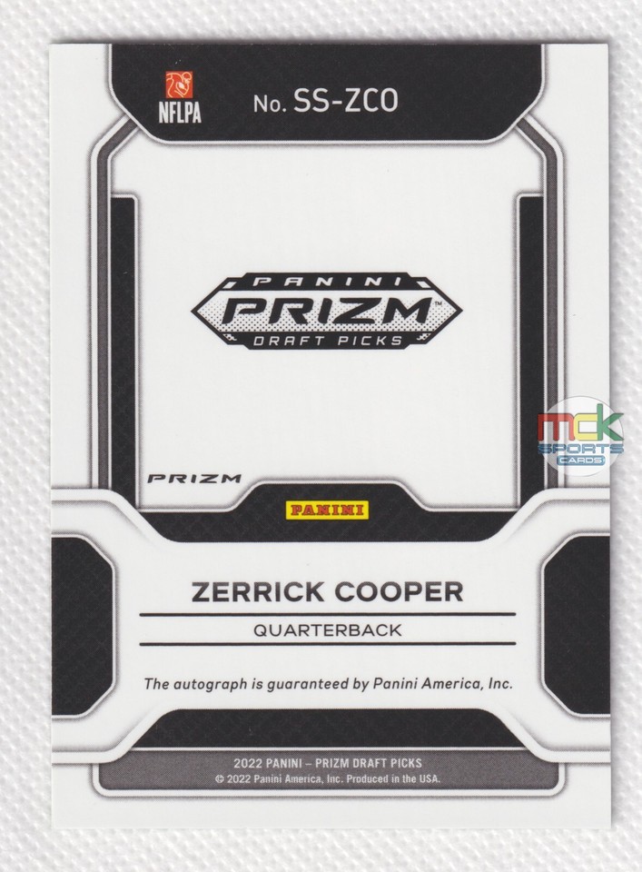 ZERRICK COOPER 2022 Prizm Draft Sensational Signatures Green Auto SS ...