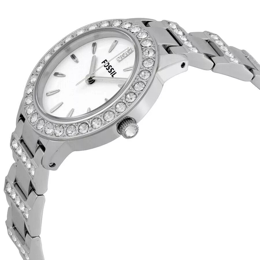 Fossil Jesse Watch Womens 34mm Gem Bezel Silver Bracelet ES2362 NEW IN ...