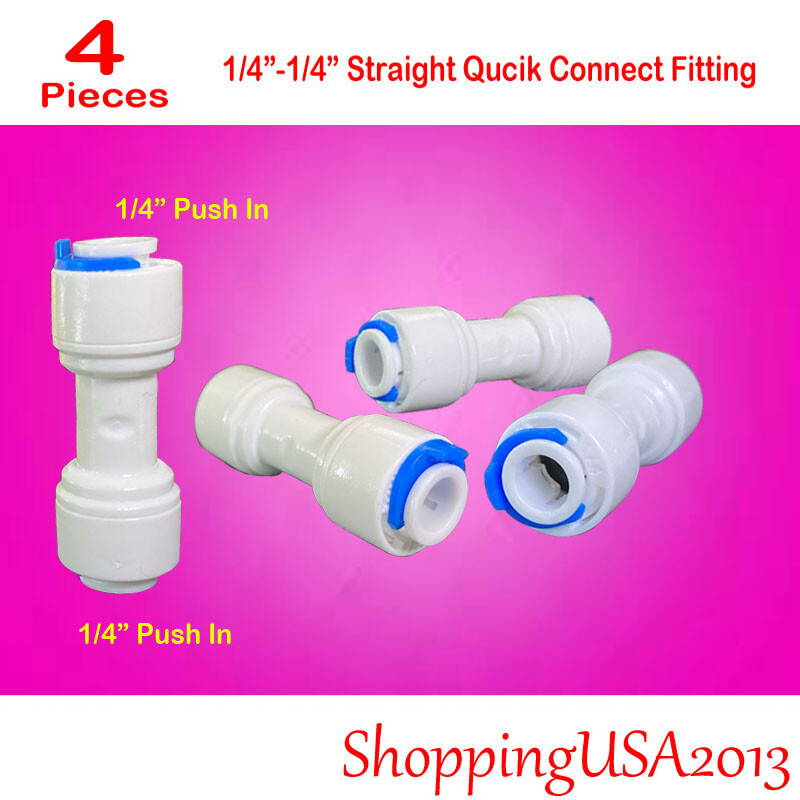 4 Pcs Water Filter Connector Fitting Quick Connect Thread Push In 1/4 ...