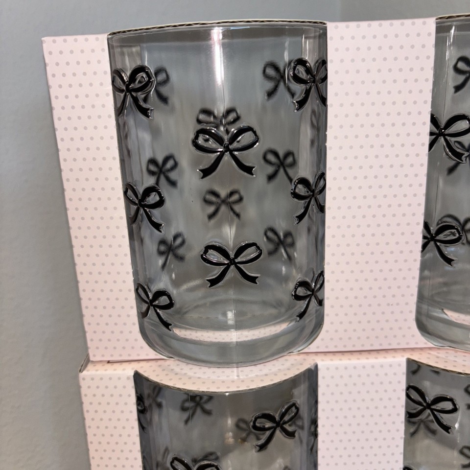 Cupcakes and Cashmere Black Bow Acrylic Tumbler Glass Cup Set of 4 | eBay