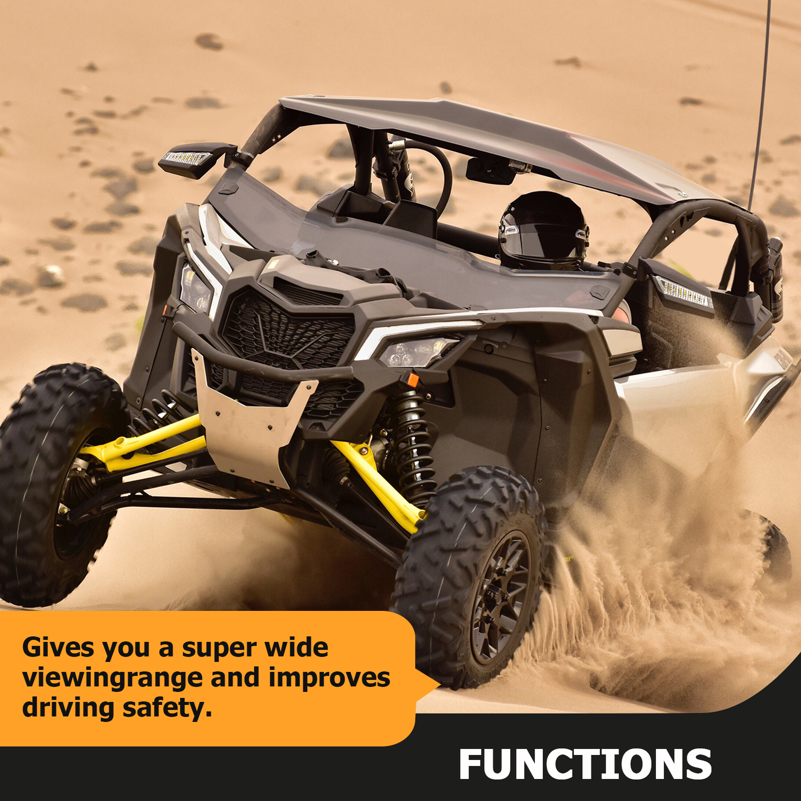 Universal UTV 1.5-2" Bar Cage For Polaris RZR Racing Side View Mirror ...