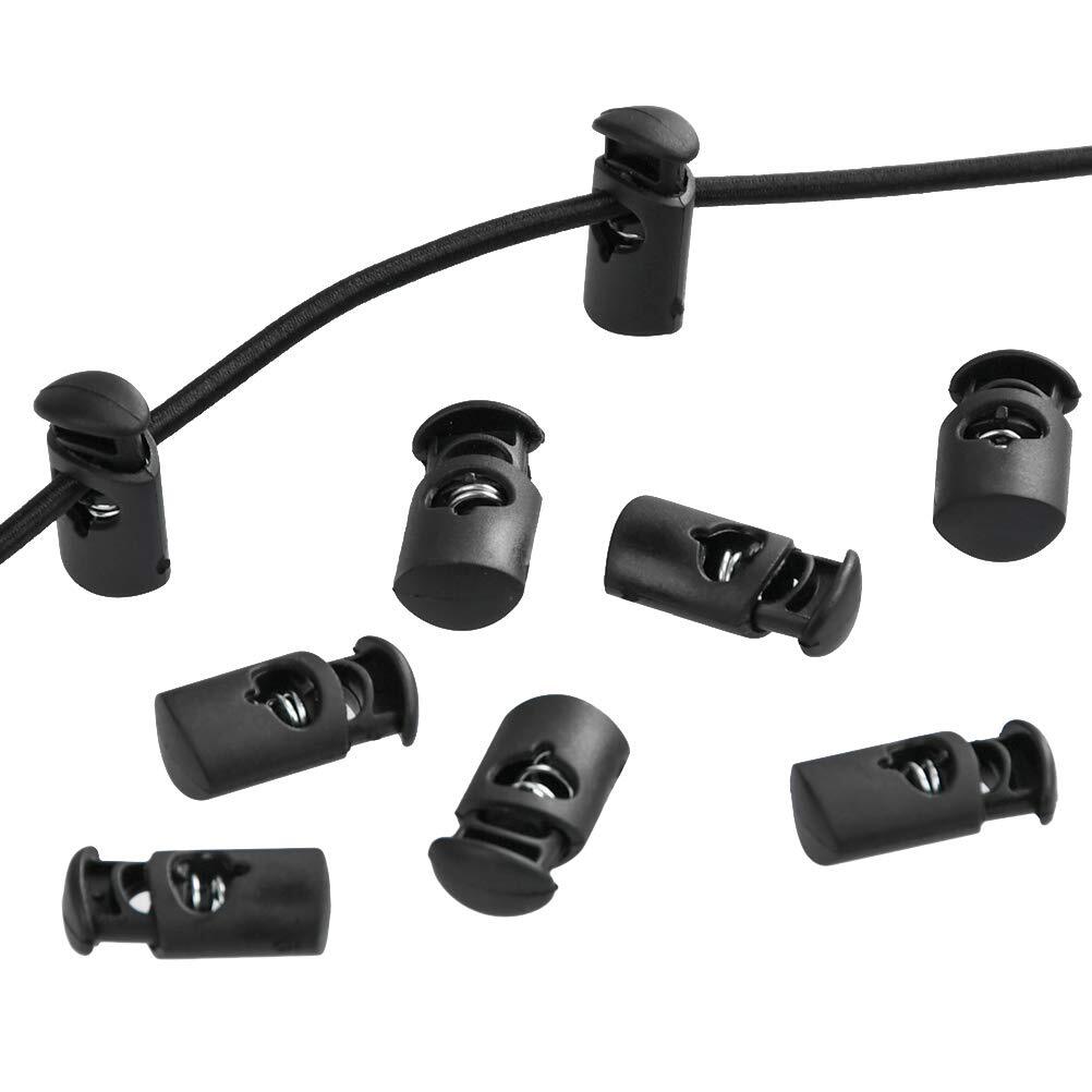 50 Pcs Plastic Cord Locks with 65 ft 1/8" inch Elastic Bungee Nylon ...