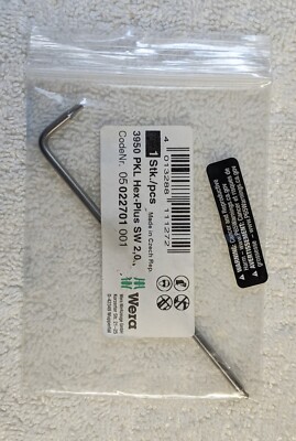 Wera 3950 PKL Hex-Plus SW 2.0mm Hex Key Stainless Long Arm ...