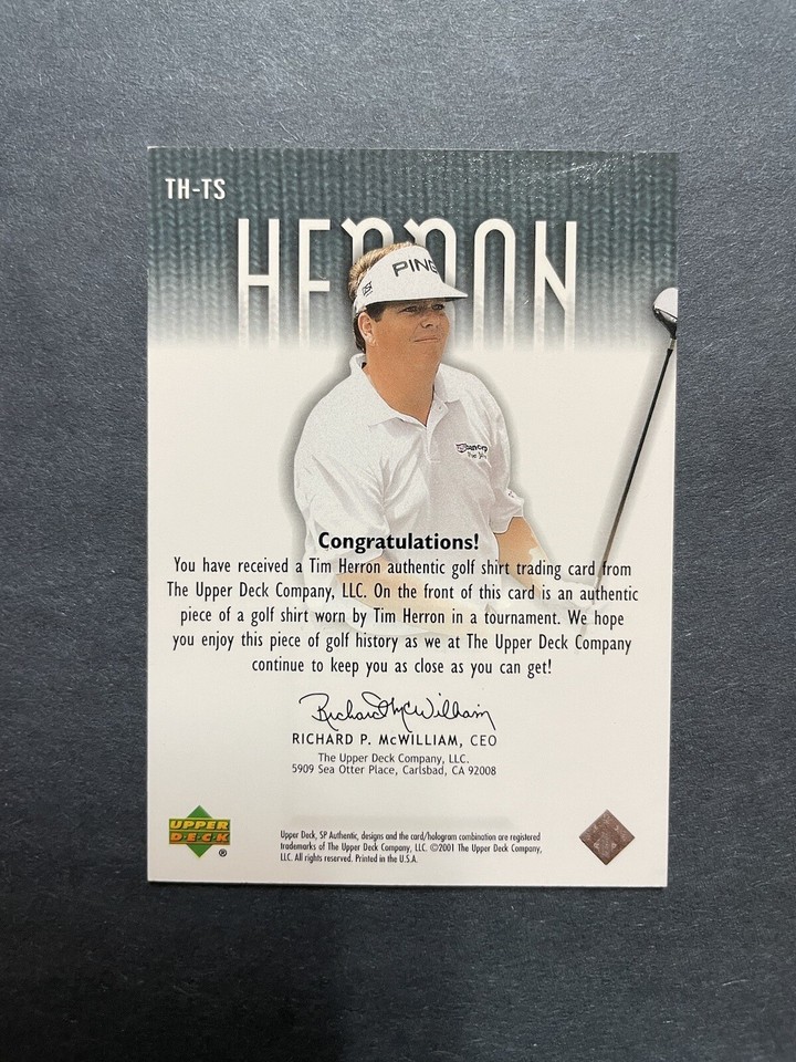 2001 SP Authentic Tour Swatch #THTS Tim Herron | eBay